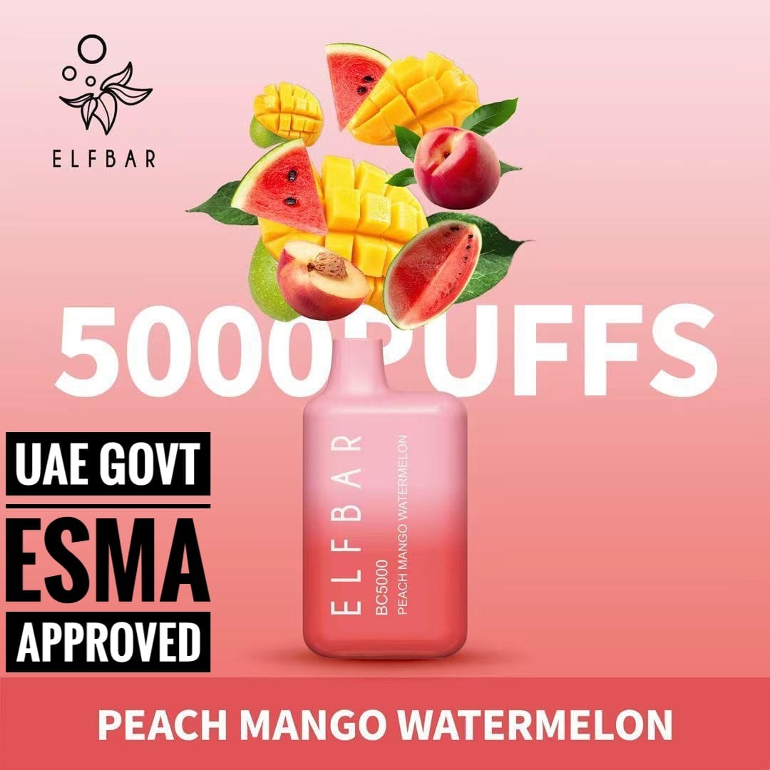 ELF bar 5000 Puffs Peach Mango Watermelon Disposable - Vape Shop Dubai